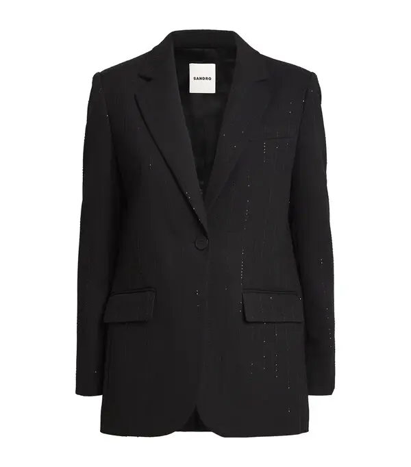 Sandro Sequin-stripe Opera Blazer - Black