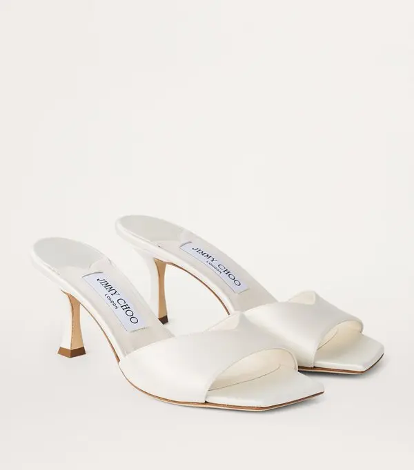 JIMMY CHOO Skye 70 Satin Mules - Ivory