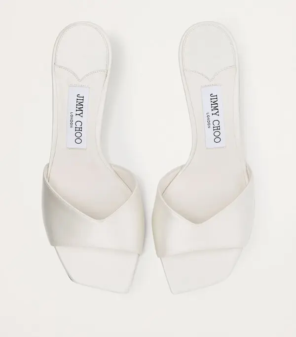 JIMMY CHOO Skye 70 Satin Mules - Ivory
