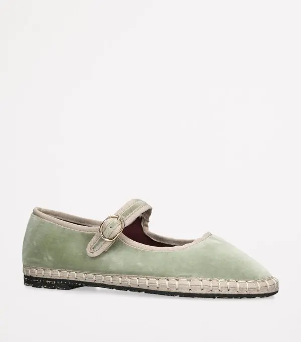 FLABELUS Velvet Uta Mary Janes - Green