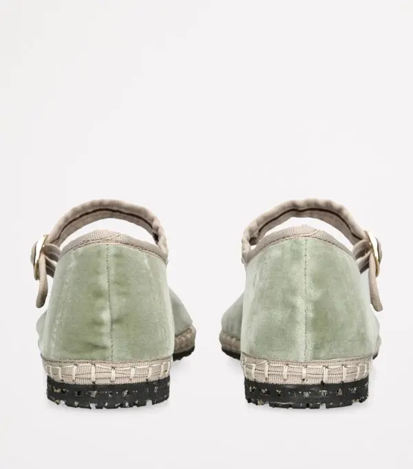 FLABELUS Velvet Uta Mary Janes - Green