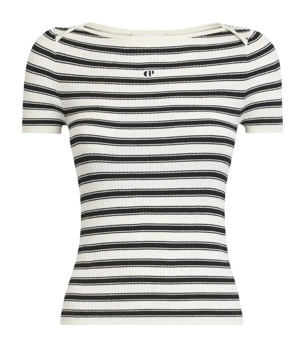 Claudie Pierlot Striped Rib-knit Top - Neutral