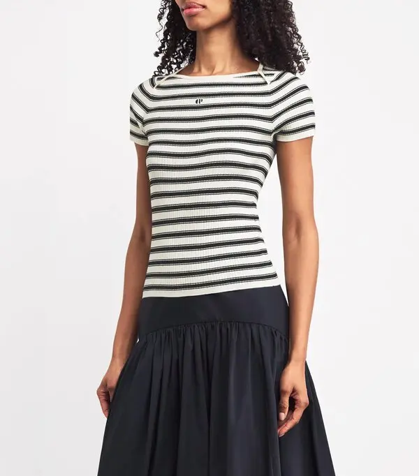 Claudie Pierlot Striped Rib-knit Top