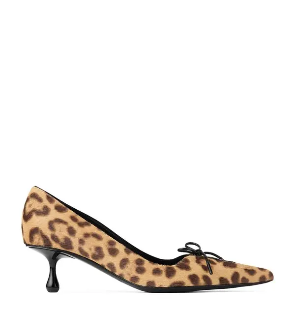 JIMMY CHOO Scarlett 50 Leopard Printed Leather Pumps - Neutral