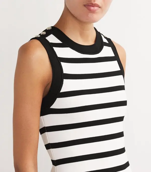Sandro Knitted Striped Mini Dress In Beige - 40% Off | Editorialist