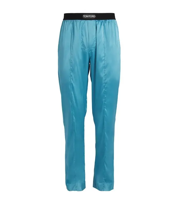 TOM FORD Stretch-silk Pyjama Trousers - Blue