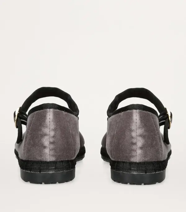 FLABELUS Velvet Brida Mary Jane Flats - Grey