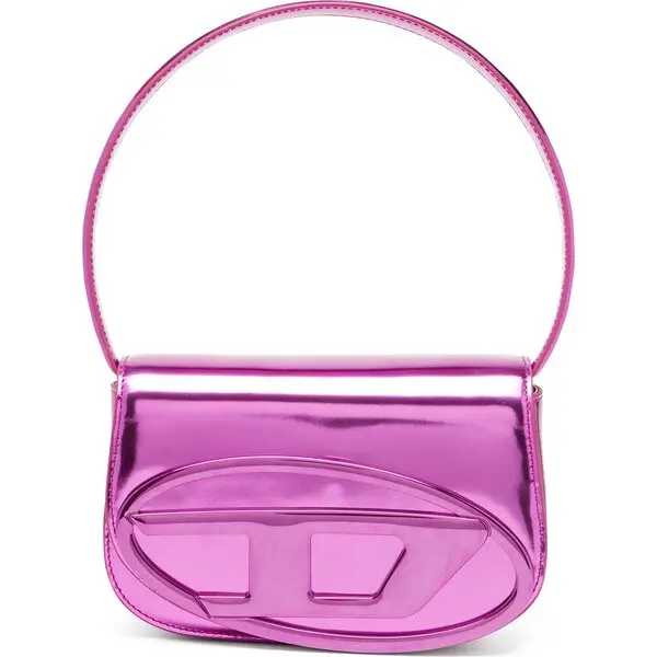 DIESEL® Oval D-buckle Metallic Leather Shoulder Bag - Fuschia