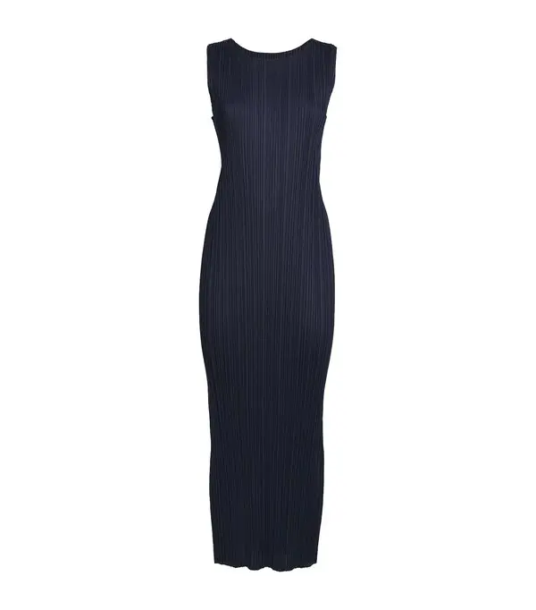 Issey Miyake Pleated Midi Dress - Navy