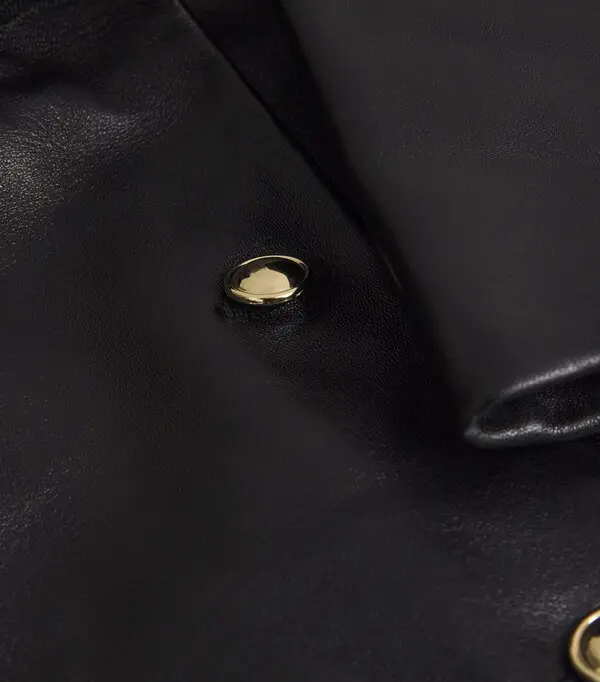 Maje Cropped Leather Jacket - Black