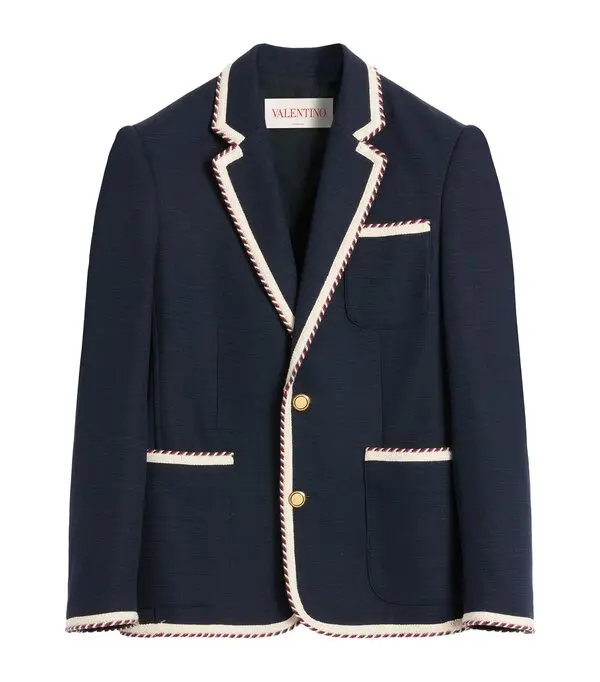 Valentino Garavani Trim-detail Blazer - Navy