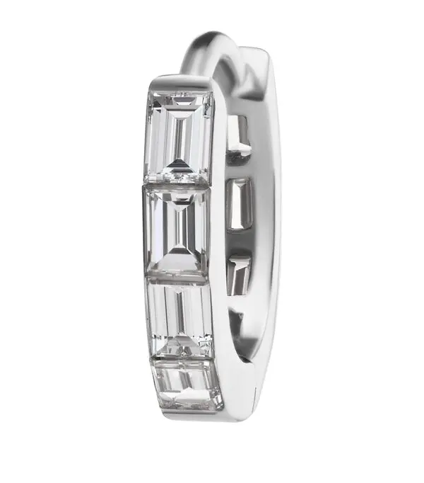 MARIA TASH Gold Invisible Set Baguette Diamond Eternity Hoop Earring - White