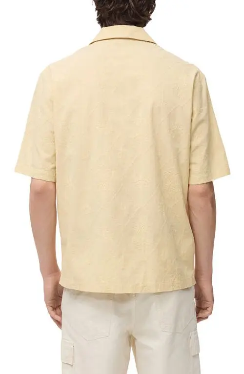 Mango Floral Embroidered Cotton Camp Shirt - Vanilla