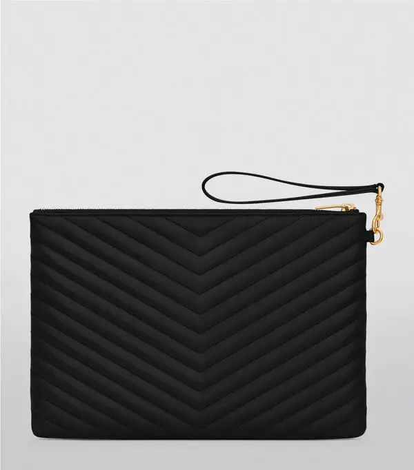 Saint Laurent Monogram Matelassé Tablet Pouch - Black