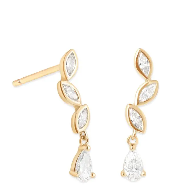 ASTRID & MIYU 14k Yellow And Diamond Drop Earrings - Gold