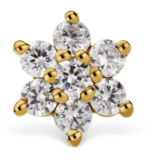 MARIA TASH Diamond Flower Threaded Stud Earring - Gold