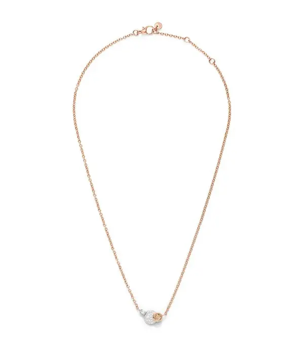 Pomellato Mixed Gold And Diamond Sabbia Pendant Necklace - Rose Gold