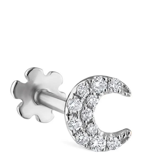 MARIA TASH Diamond Celestial Moon Stud Earring - White