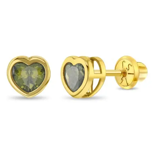 IN SEASON JEWELRY 14k Heart Bezel Simulated Birthstone Stud Earrings - August