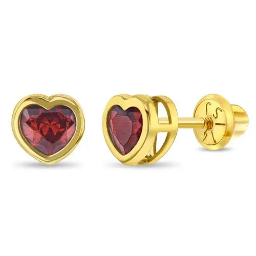 IN SEASON JEWELRY 14k Heart Bezel Simulated Birthstone Stud Earrings - January