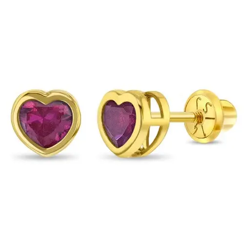 IN SEASON JEWELRY 14k Heart Bezel Simulated Birthstone Stud Earrings - July