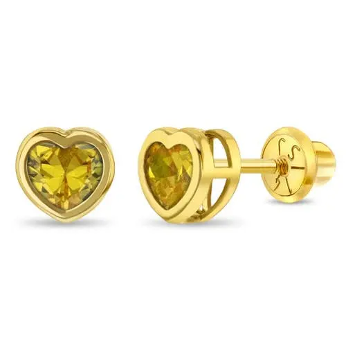 IN SEASON JEWELRY 14k Heart Bezel Simulated Birthstone Stud Earrings - November