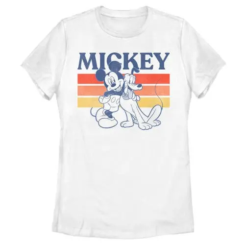 MICKEY & FRIENDS Mickey And Friends Retro Pluto And Mickey Mouse Graphic T-shirt - White