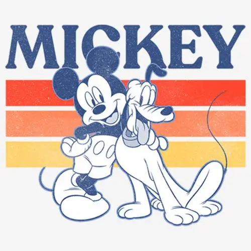 MICKEY & FRIENDS Mickey And Friends Retro Pluto And Mickey Mouse Graphic T-shirt