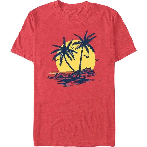 LOST GODS Full Moon Palms Graphic T-shirt - Red Heather