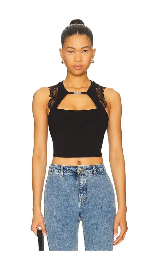 THISTLE AND SPIRE Cropped Tank Top With Cut-out Detail