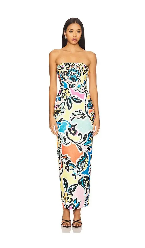 Milly Orion Tulip Jacquard Maxi Dress Black Multi 6% Off