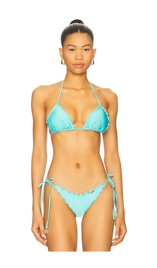 Luli Fama Wavey Triangle Bikini Top - Aruba Blue