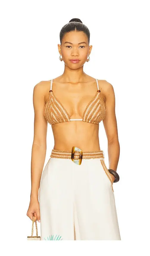 PatBO Bananeira Tropical Bra Top - Beige