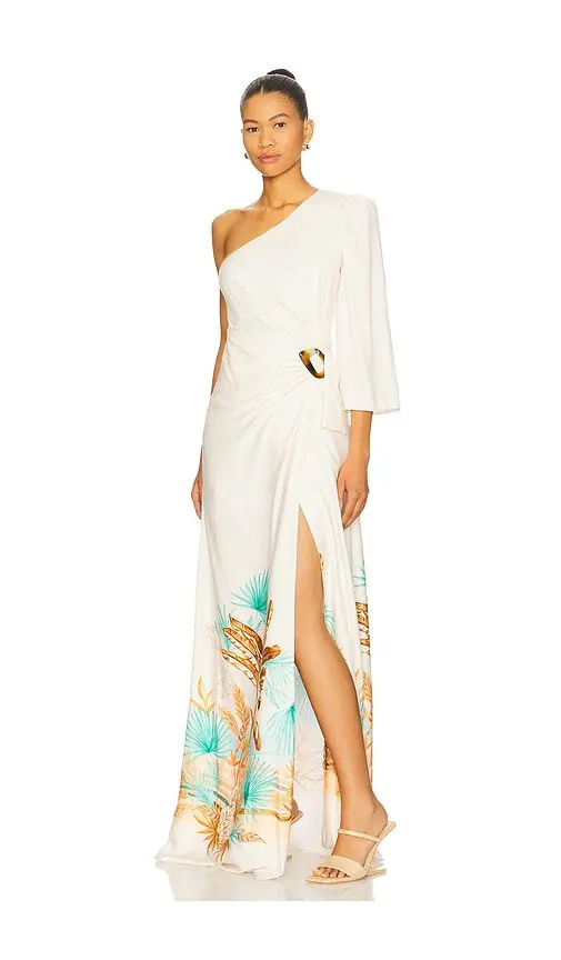 PatBO Bananeira Tropical One Shoulder Maxi Dress