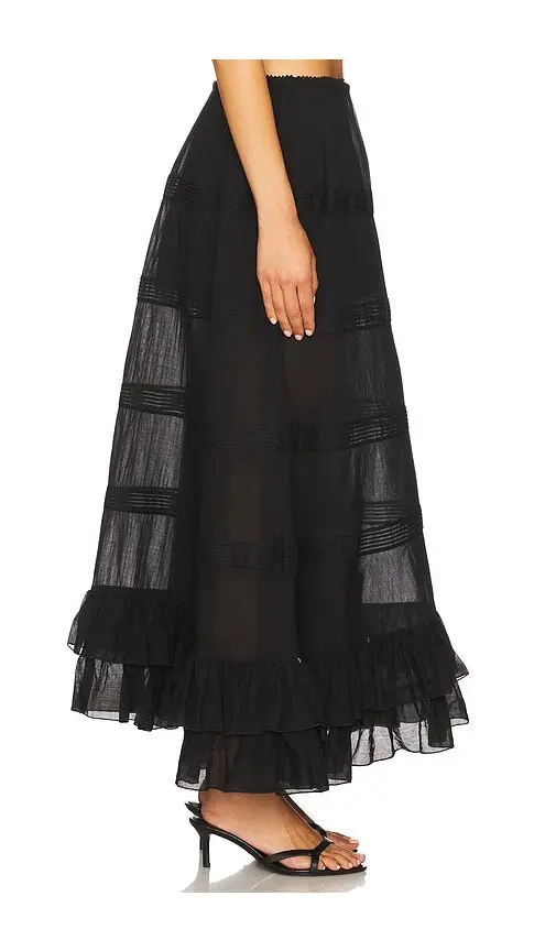 MIRROR PALAIS Tiered Maxi Skirt - Black