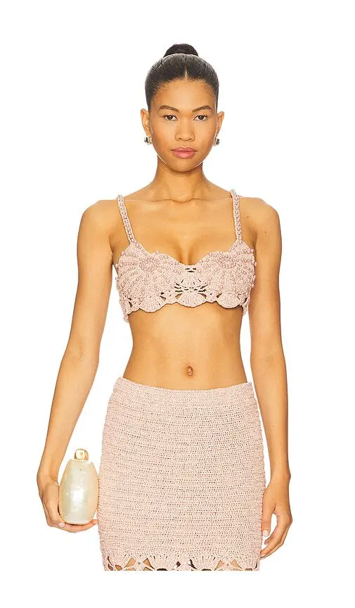 Retrofete Bellini Crochet Top - Metallic Peche
