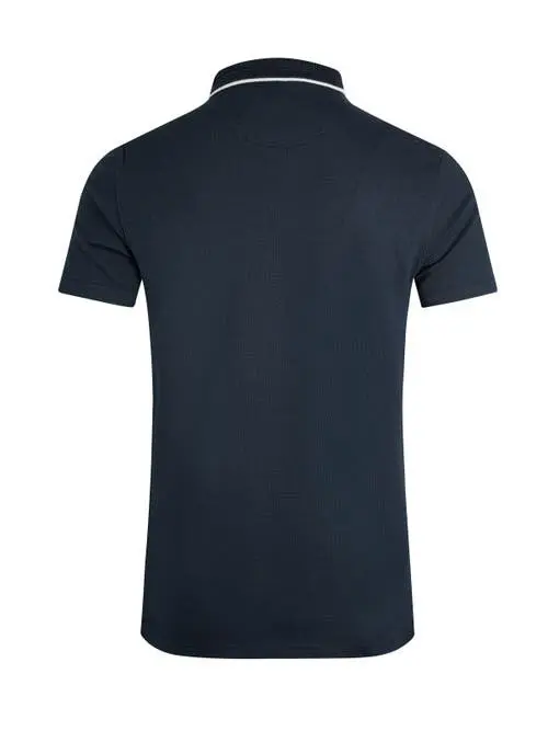 WEIRD FISH Powell Textured Polo Shirt - Navy