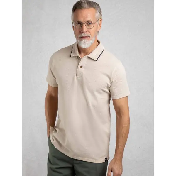 WEIRD FISH Powell Textured Polo Shirt - String