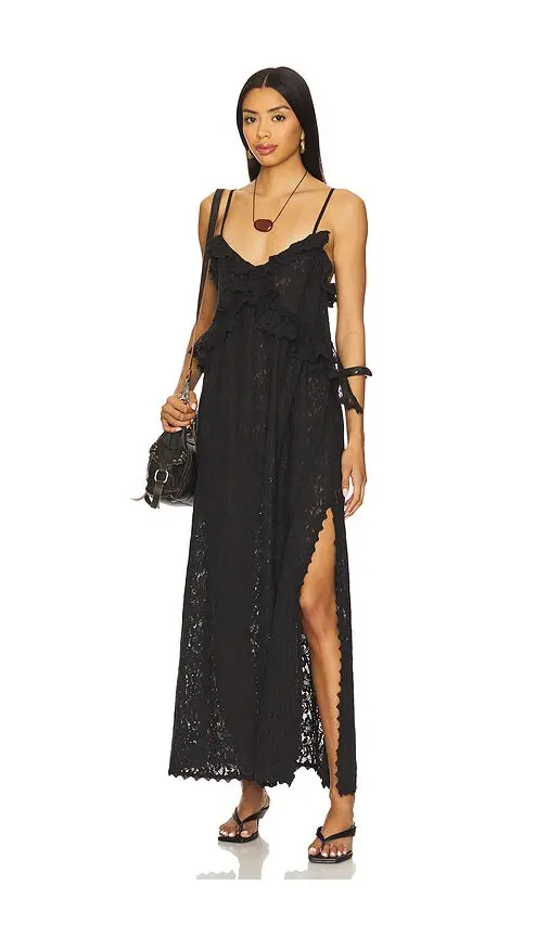 SPELL Lux Lisbon Lace Strappy Maxi Dress - Onyx