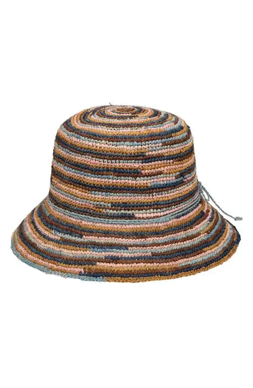 San Diego Hat Irish Crochet Raffia Bucket Hat - Mixed Brown