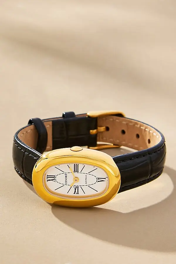 CENDRE Bridgette Oval Watch - White / Black Croc