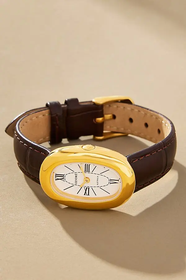 CENDRE Bridgette Oval Watch - White / Espresso Croc