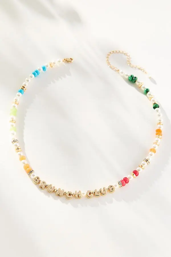 Anthropologie Beaded Bubble-letter Necklace - Brunch Club