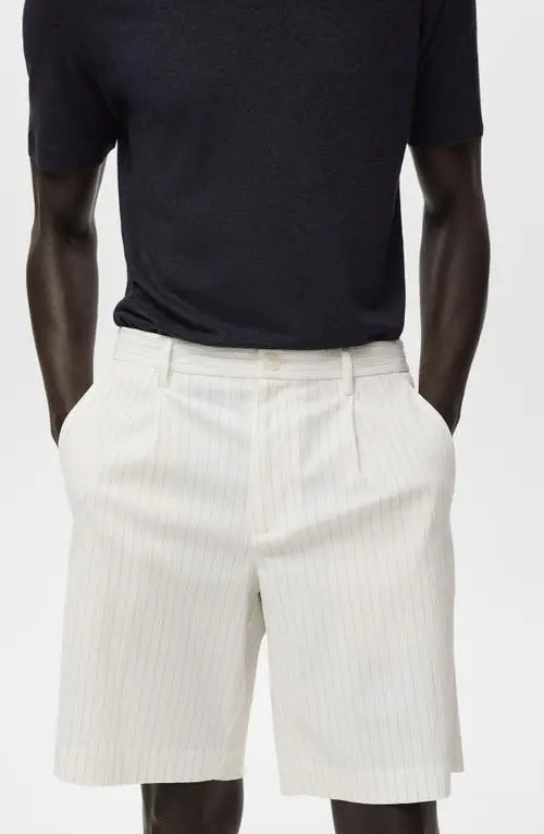 Mango Slim Fit Stretch Cotton Chino Shorts - Off White