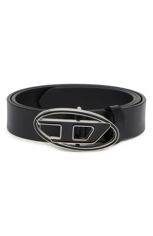 DIESEL® Oval D Buckle Leather Belt - Black