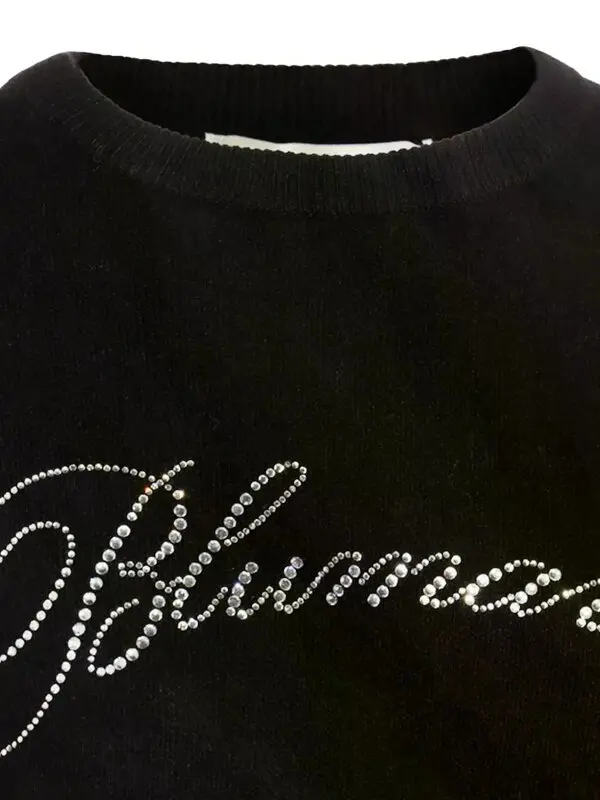 Blumarine Crystal-embellished Wool Knit Sweater - Black