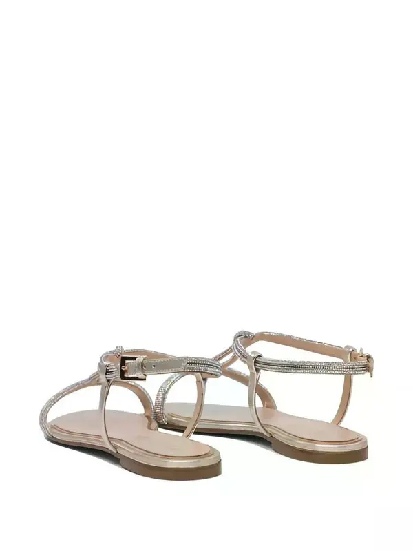 NINALILOU Embellished Leather T-bar Sandals