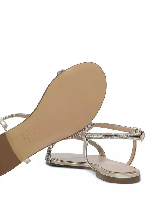 NINALILOU Embellished Leather T-bar Sandals