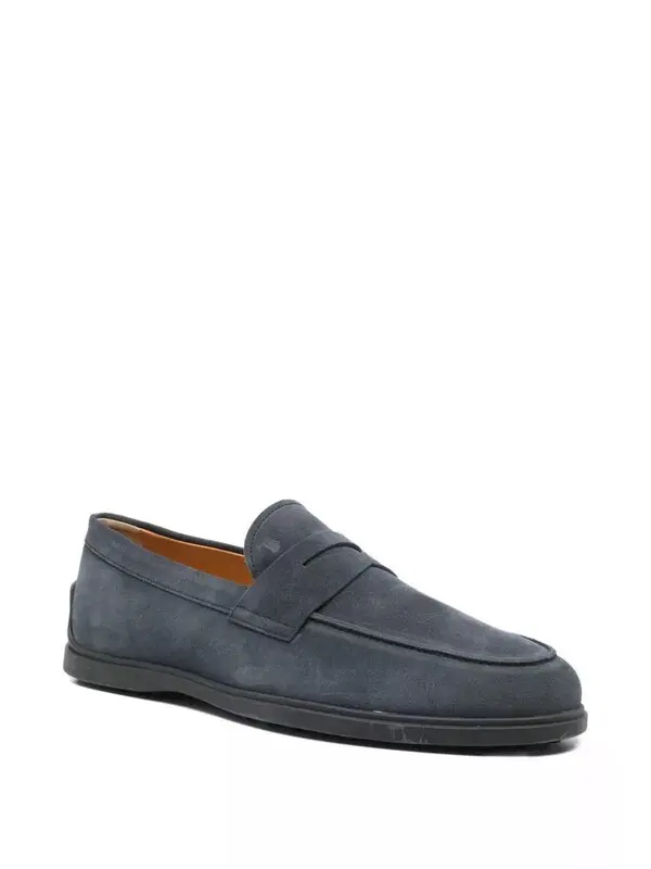 TOD'S Penny-bar Suede Loafers - Blue