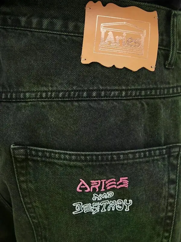 Aries Logo-patch Straight Leg Jeans